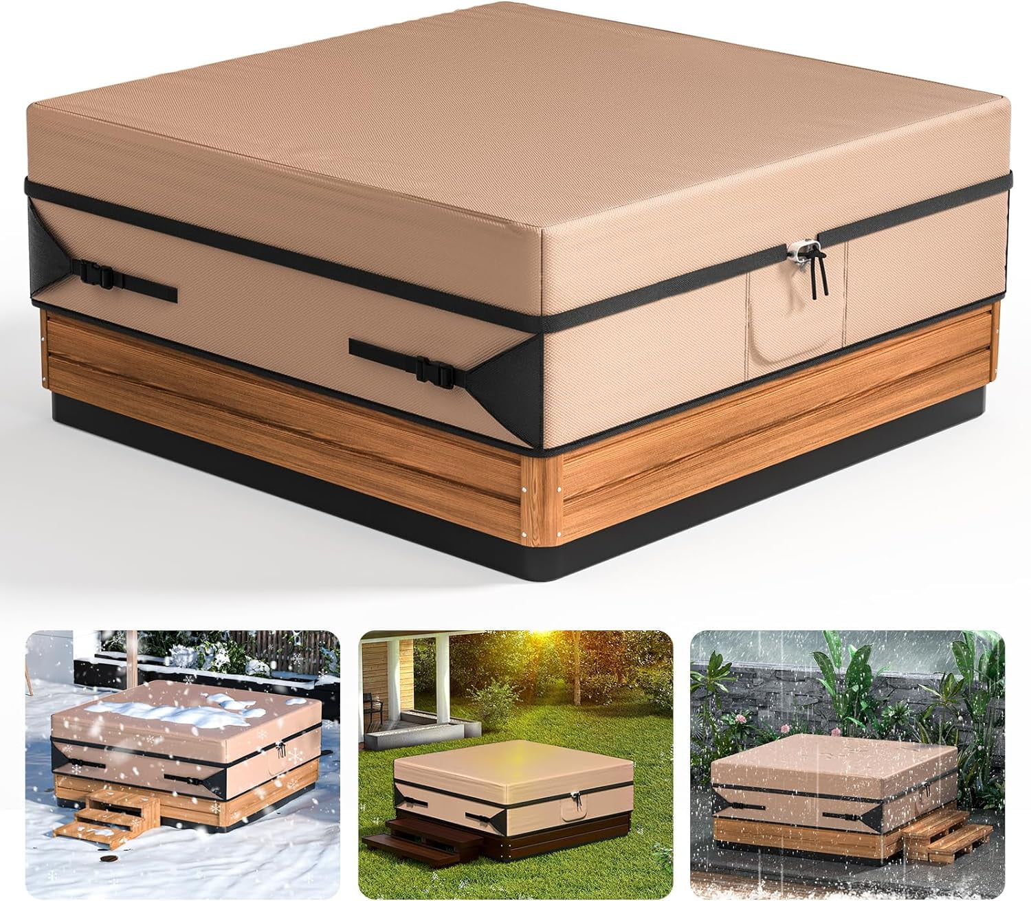 Hot Tub Cover - SPA Cover for Hot Tub Heavy Duty 600D Hot Tub Covers ...