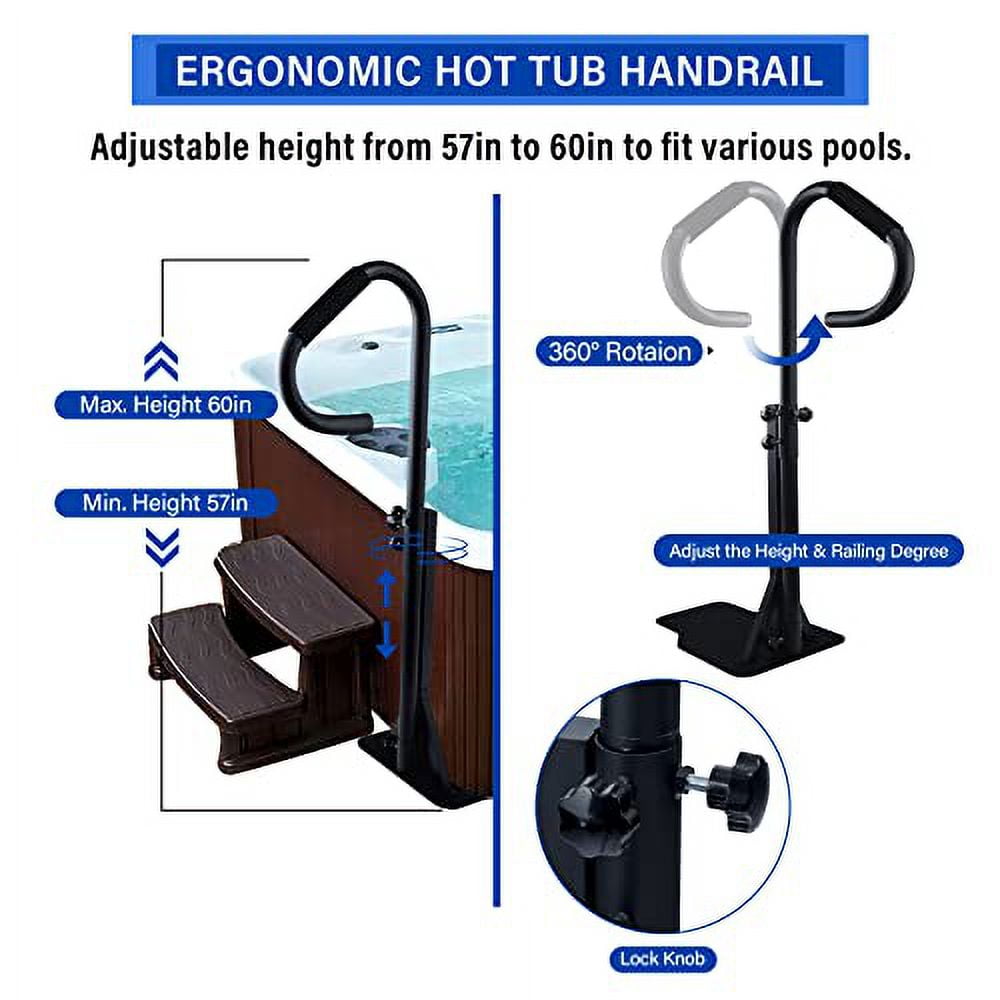 Hot Tub Handrail, Adjustable 60" Slide Spa Hot Tub Hand Rail, Under ...