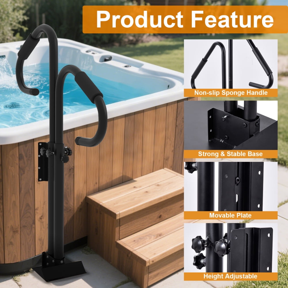 Hot Tub Handrail Side Safety Rail – 360° Swivel Spa Grab Bar, Heavy ...