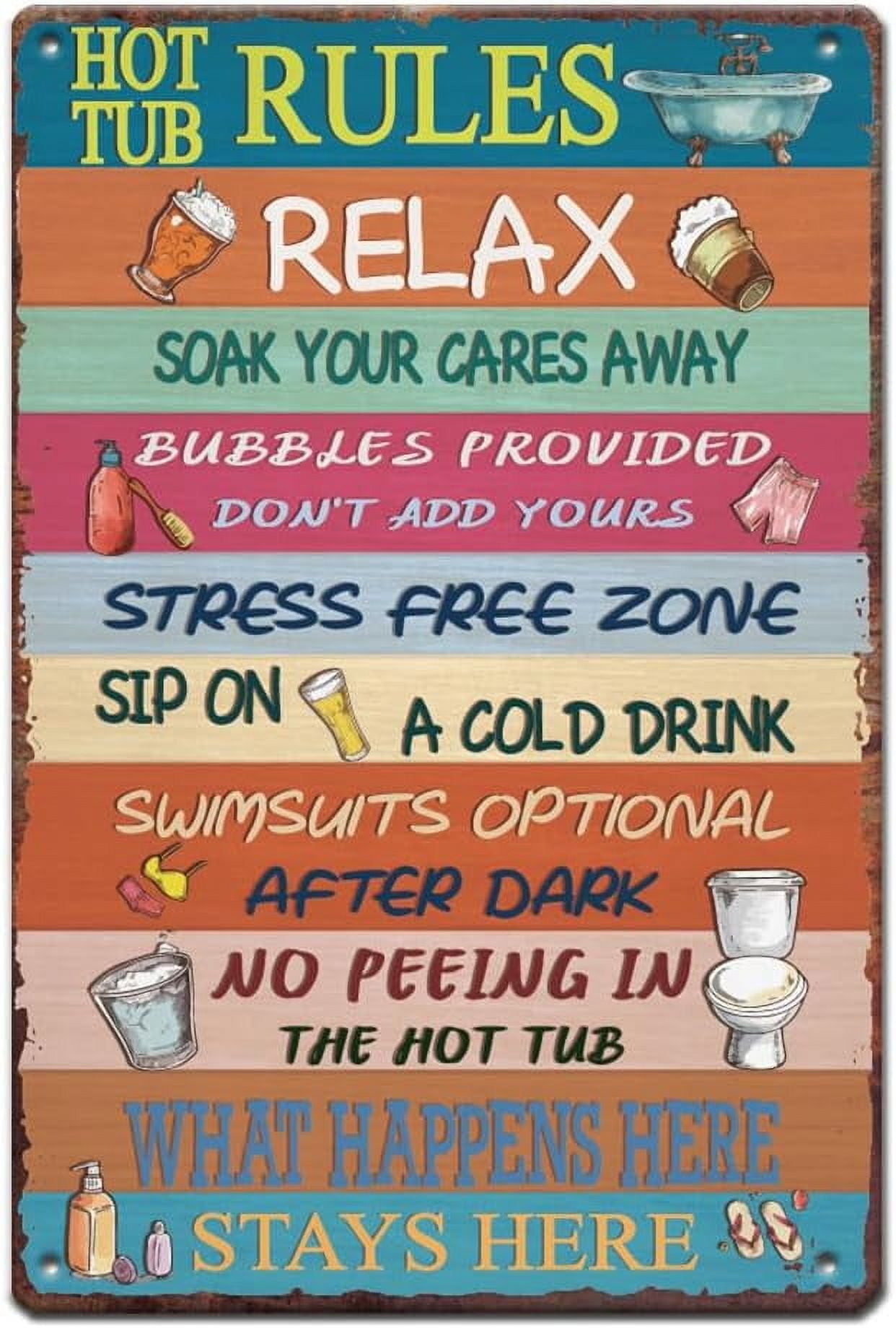 Hot Tub Rules Metal Tin Sign Relax Soak Vintage Iron Sign Funny ...