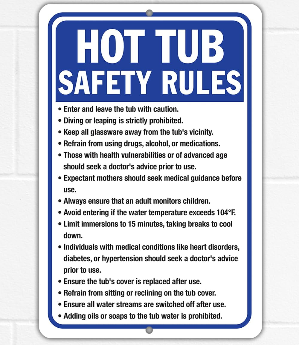 Hot Tub Safety Rules - Outdoor Hot Tub Spa Rules Signs - Use Indoor ...