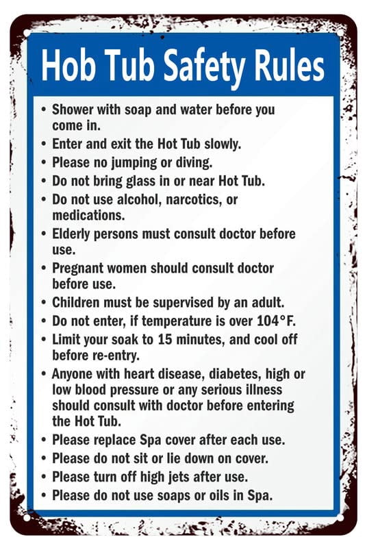Hot Tub Safety Rules Sign Aluminium Metal Signs Vintage Funny Sign ...