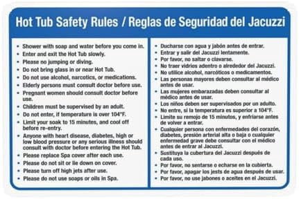 Hot Tub Rules Sign, Bilingual English Spanish Warning Sign, Pool Metal ...
