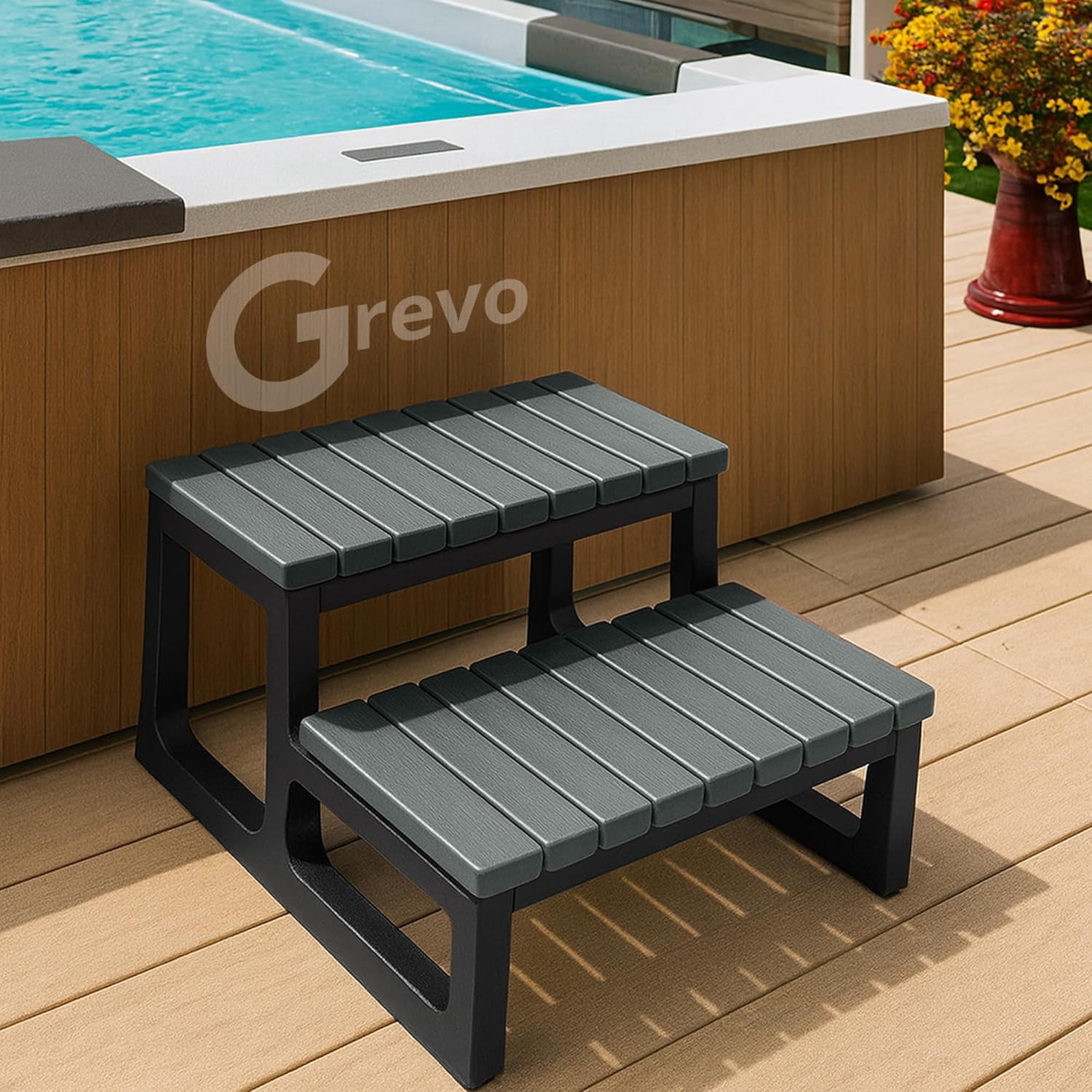 Hot Tub Steps Grey/ Steps for Round or Straight Sided Steps for Outdoor ...