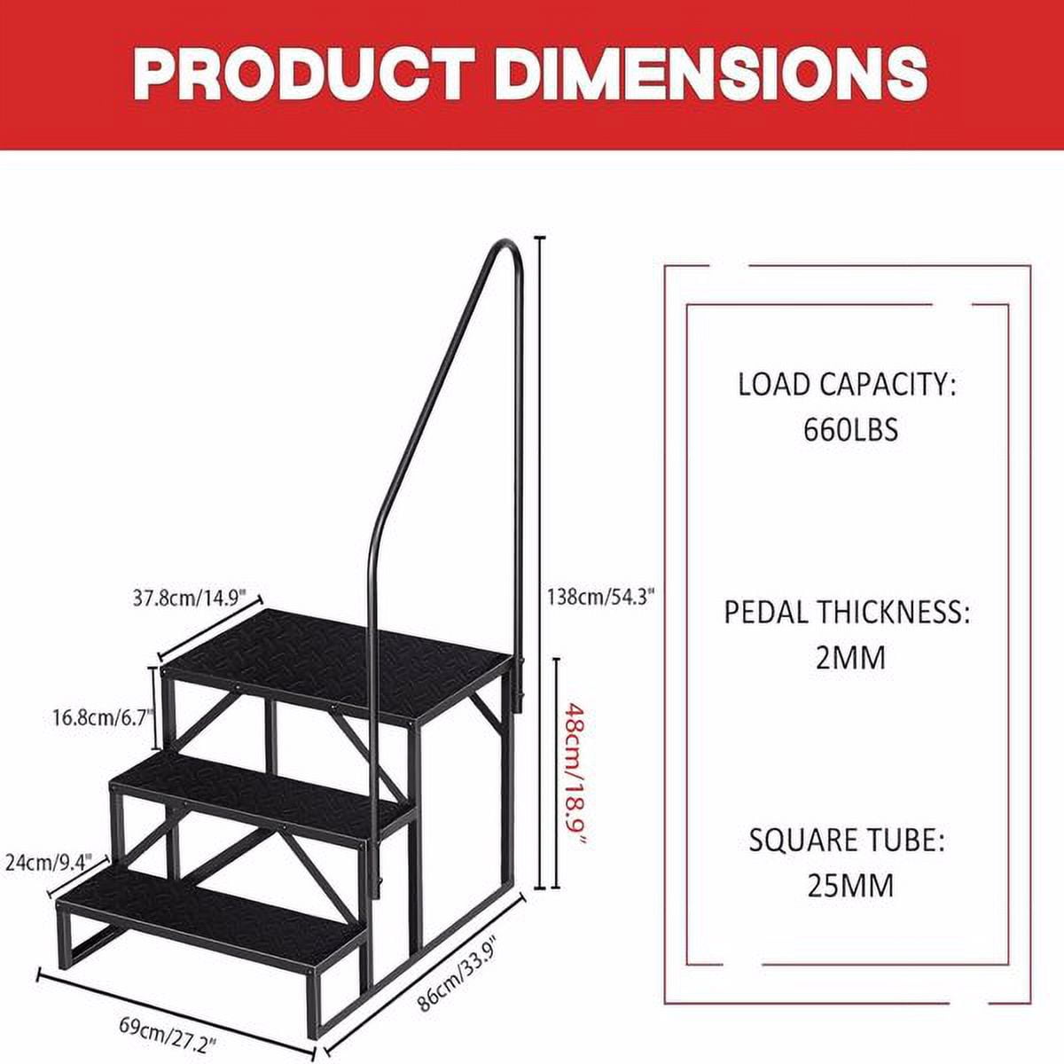 Hot Tub Steps Outdoor, 2 RV Steps with Handrail Update 3.0, Portable RV ...