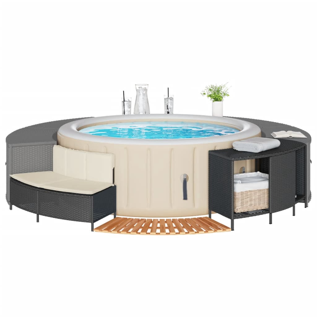 Hot Tub Surround - Stylish Black Poly Rattan & Durable Solid Acacia ...