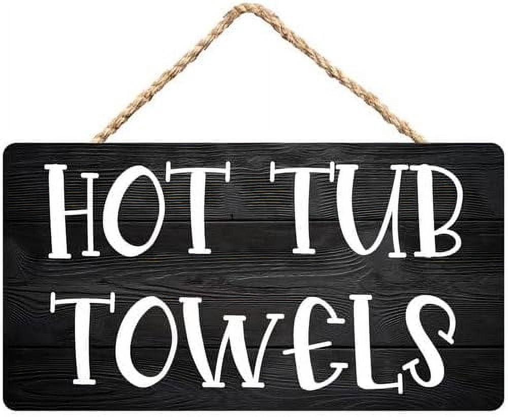 Hot Tub Towels Wooden Hanging Sign Plaque Retro Wall Art Decor For Home ...