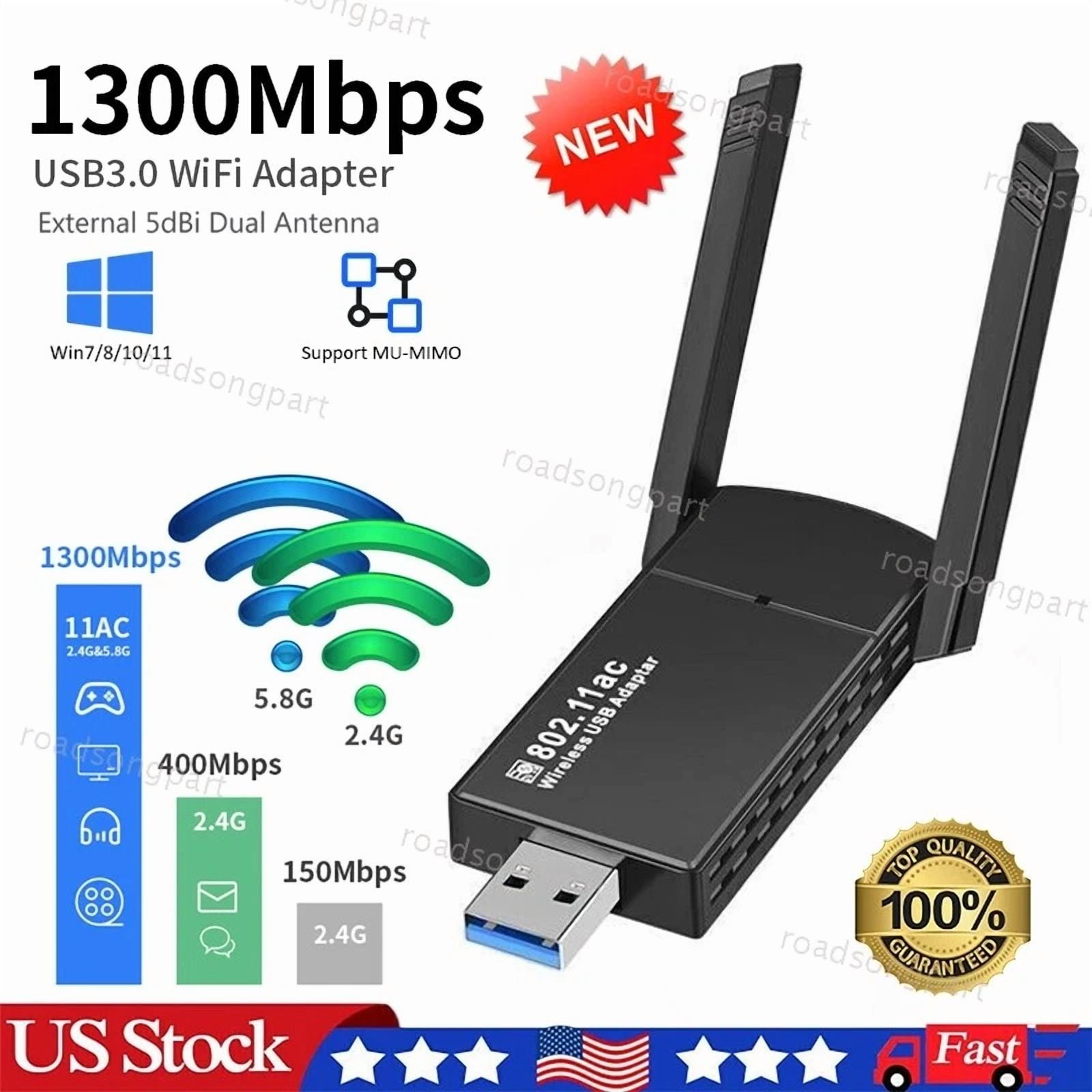 Hot~ Usb 3.0 Wireless Wifi Adapter 1300Mbps Long Range Dongle Dual Band ...