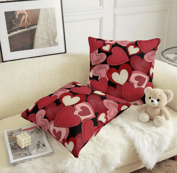 Hot!Valentines Day Heart Love Pillow Covers 18x18 Inch Set of 2 Red ...