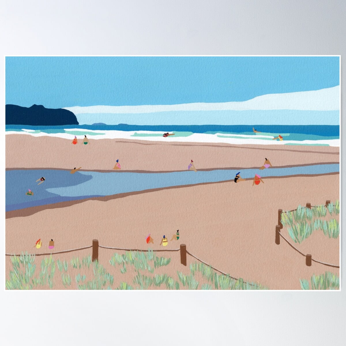 Hot Water Beach Estuary Poster Wall Art, Modern Wall Decor For Living ...