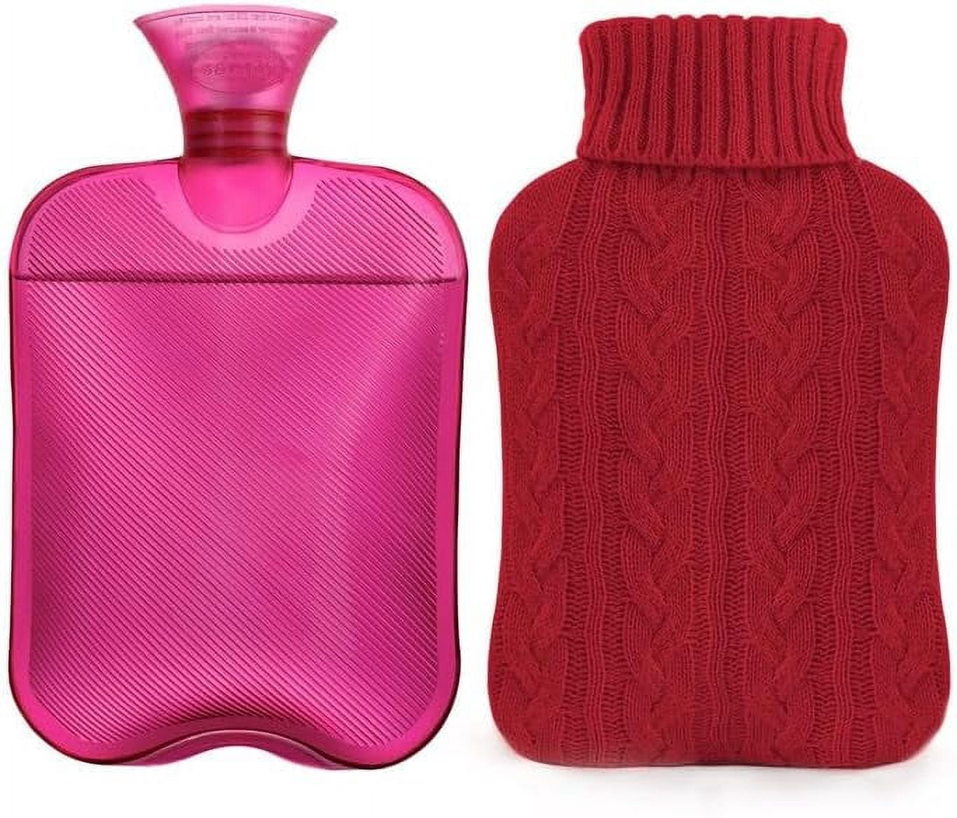 Hot Water Bottle with Knitted Cover, 2L Hot Water Bag for Hot and Cold ...