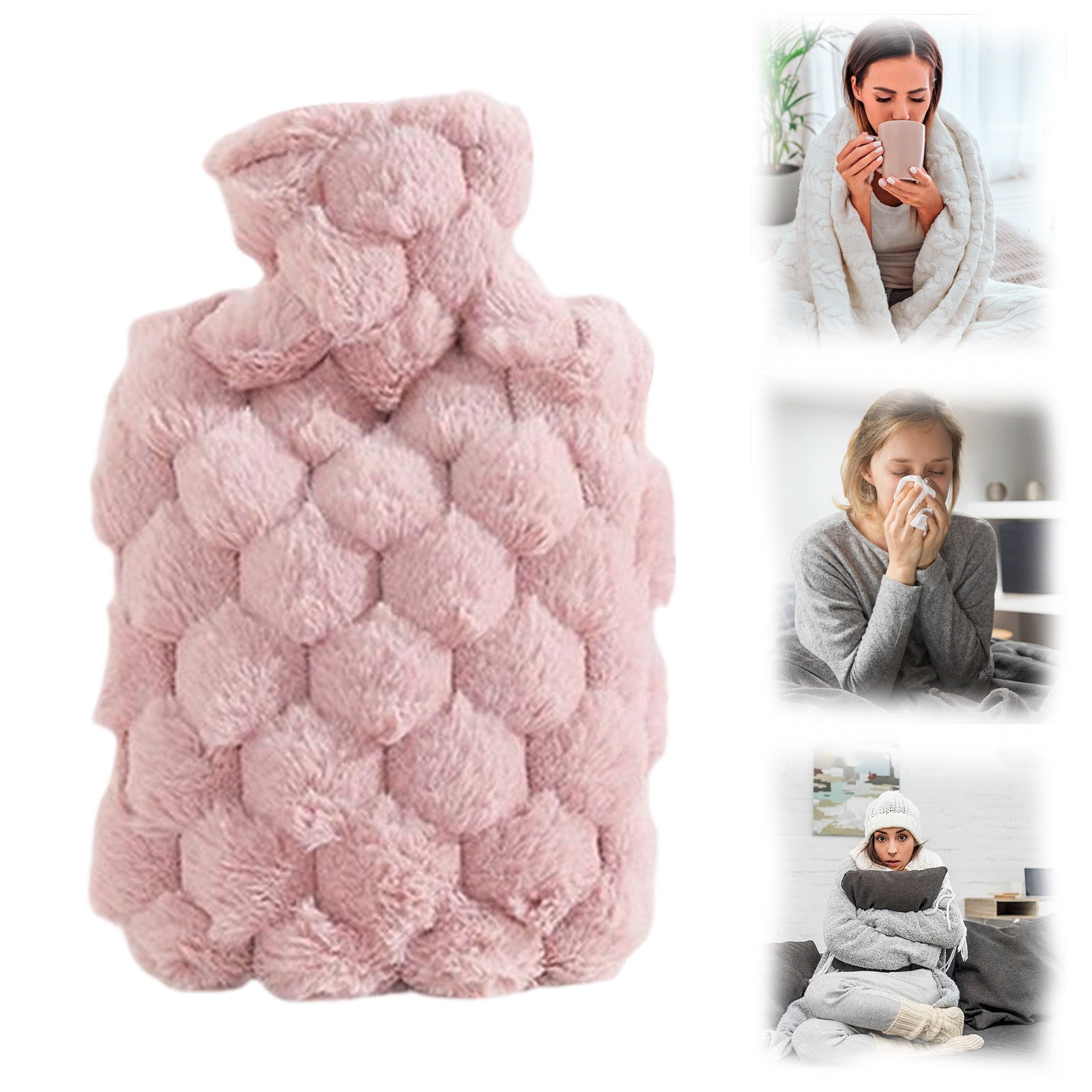 Hot Water Bottle With Soft Plush Cover Hand Pocket Heating Bag For Hand ...