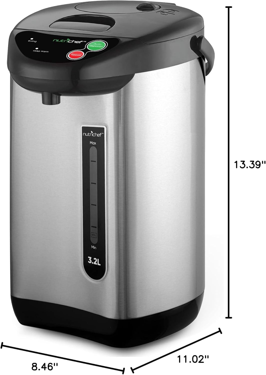 Hot Water Urn Pot 3.38 QT, Insulated Stainless Steel Hot Water ...