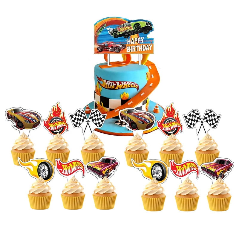 Hot Wheel Cake Topper Cupcake Set Party Supplies Decoration Birthday ...