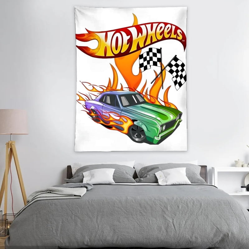 Hot Wheel tapestry 40 x 60 inches with vivid colors realistic details ...