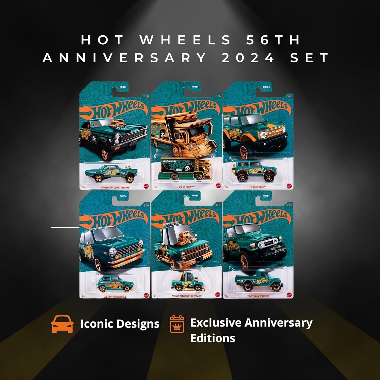 Hot Wheels 56th Pearl and Chrome 2024 Diecast Car Complete Set - 6 with ...