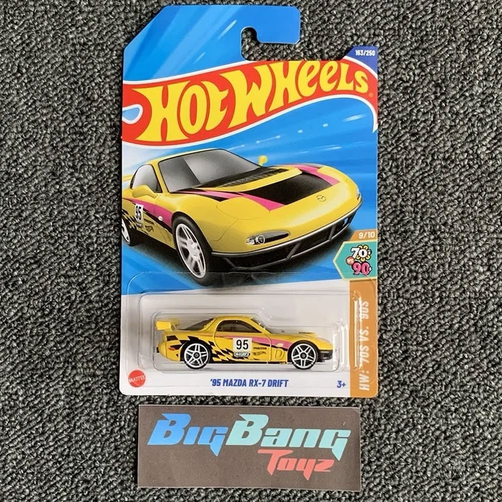 Hot Wheels 95 Mazda RX-7 Drift Yellow #163 Mainline 2025 Case H (In ...