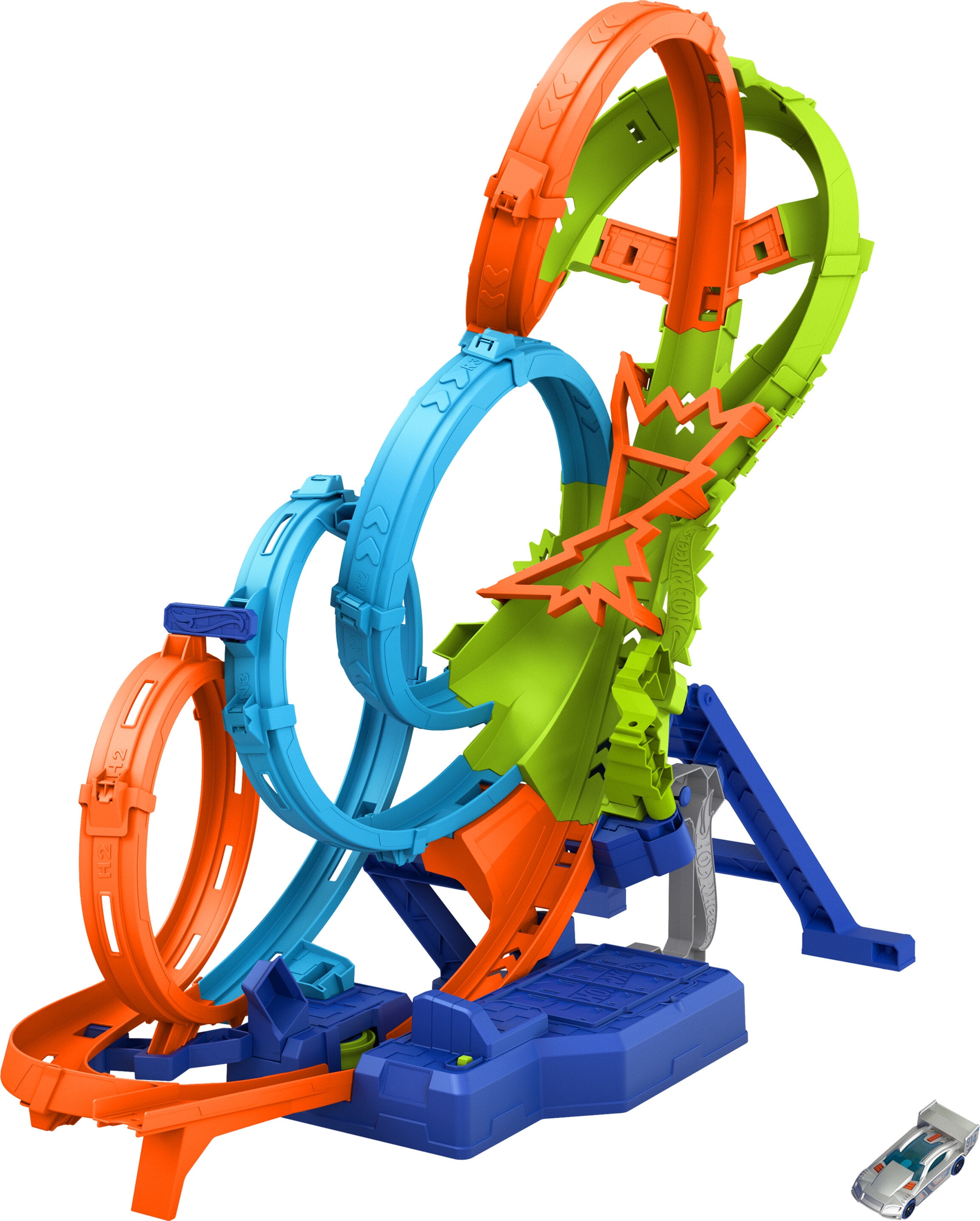 Hot Wheels Action 4-Loop Crash Out Track Set with Motorized Booster & 1 ...