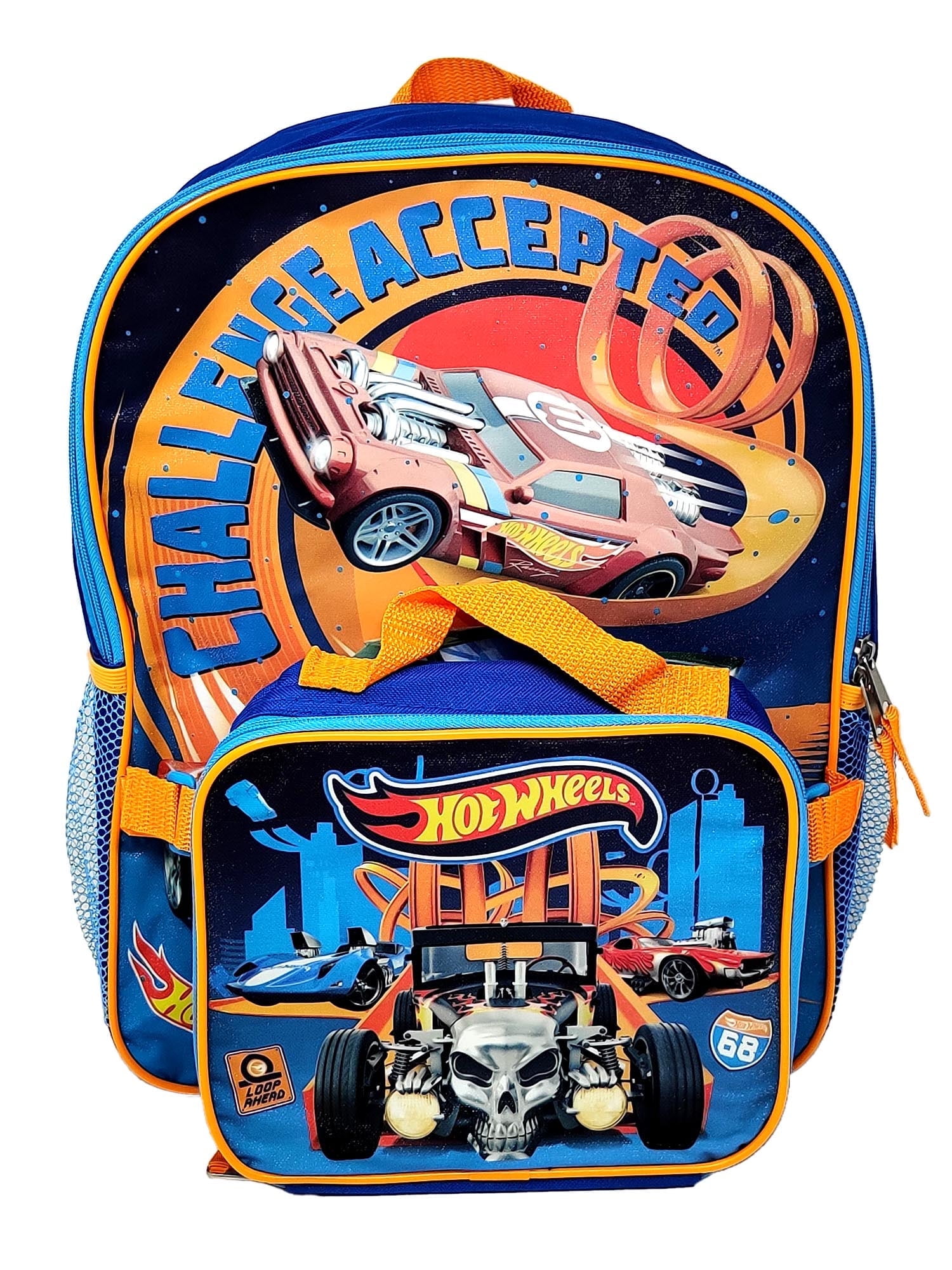 Hot Wheels Backpack 16" & Insulated Lunch Bag Detachable 2-Pcs Race ...
