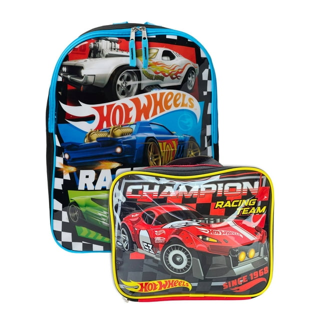 Hot Wheels Backpack and Insulated Lunch Bag 2-Piece School Set Boys ...