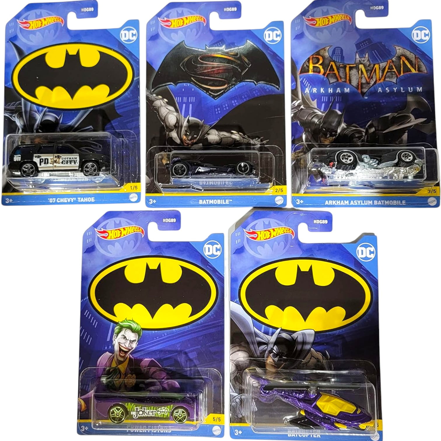 Hot Wheels Batman 2022 Batmobile Complete Set of 5 Diecast Vehicles Mix ...
