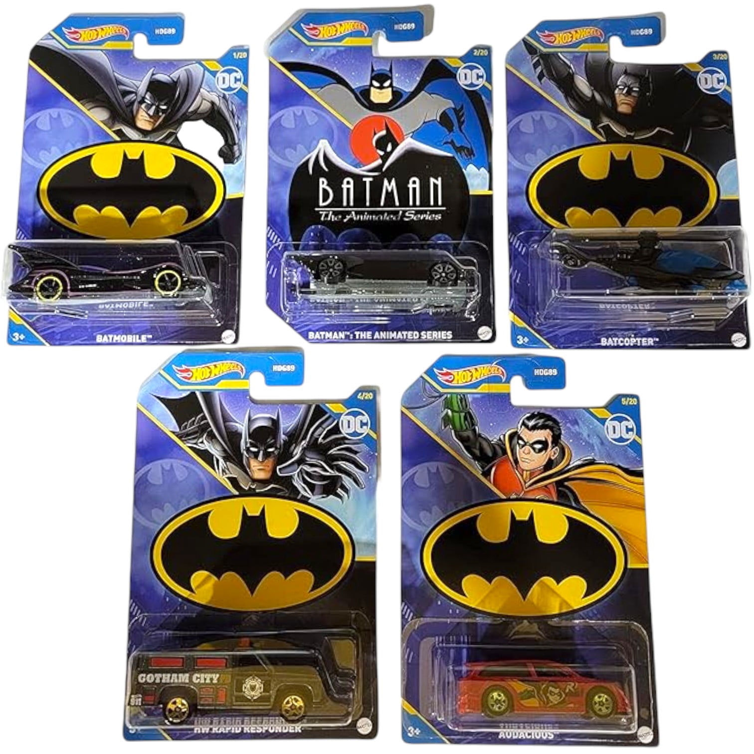Hot Wheels Batman 2023 Batmobile Complete Set of 5 Diecast Vehicles Mix ...