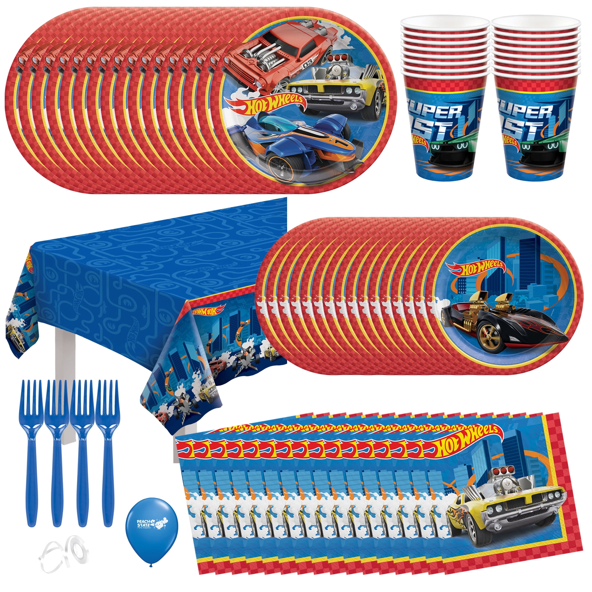 Hot Wheels Themed Party Supplies: Decor Plates, Napkins, Cars Table ...