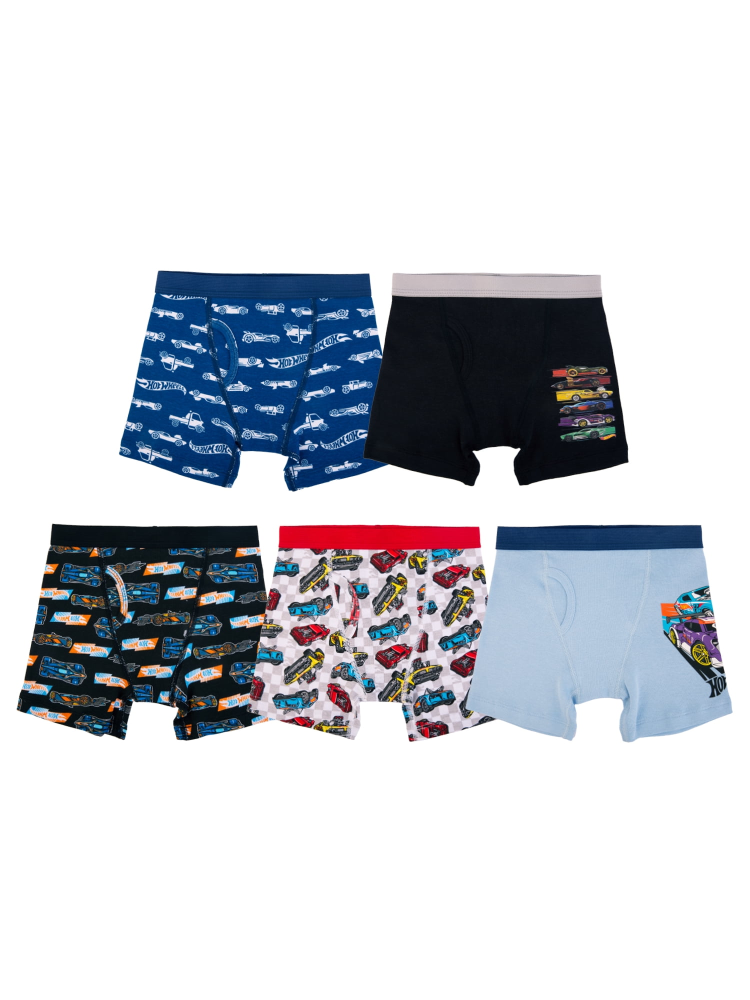 Hot Wheels Boys Cotton Boxer Brief Character Underwear, 5-Pack, Size 4 ...
