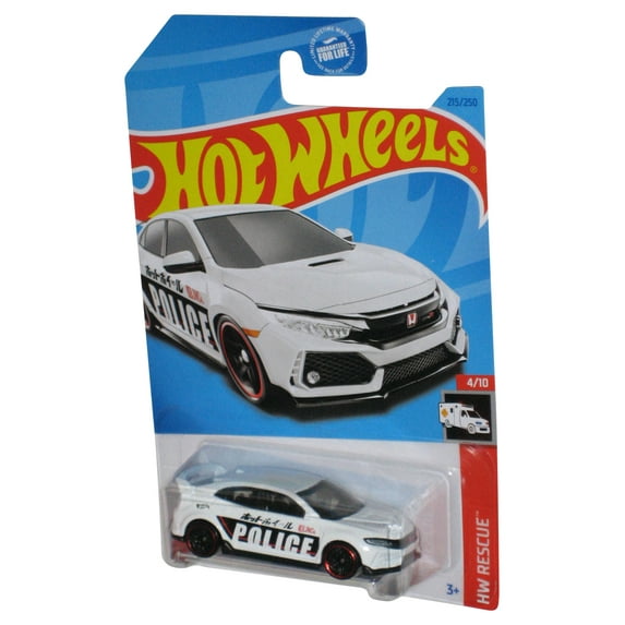 Mattel Hot Wheels HW Rescue 2018 Honda Civic Type R, 215/250, White, 0. ...