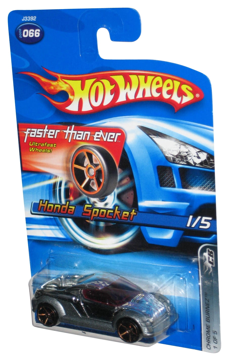 Hot Wheels Chrome Burnerz 1/5 (2006) Silver Honda Spocket Toy Car #066 ...