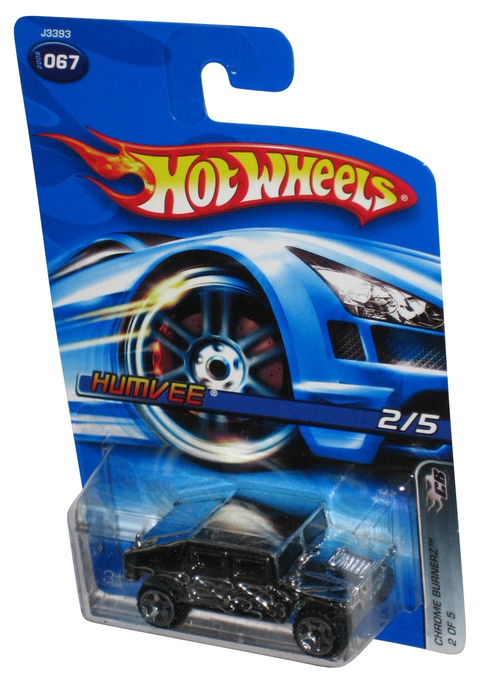 Hot Wheels Chrome Burnez 2/5 Silver Humvee Silver Flame Deco Toy Car ...