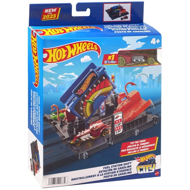 Hot Wheels City Explorer Fuel Station Shift Track Set with Accessories ...
