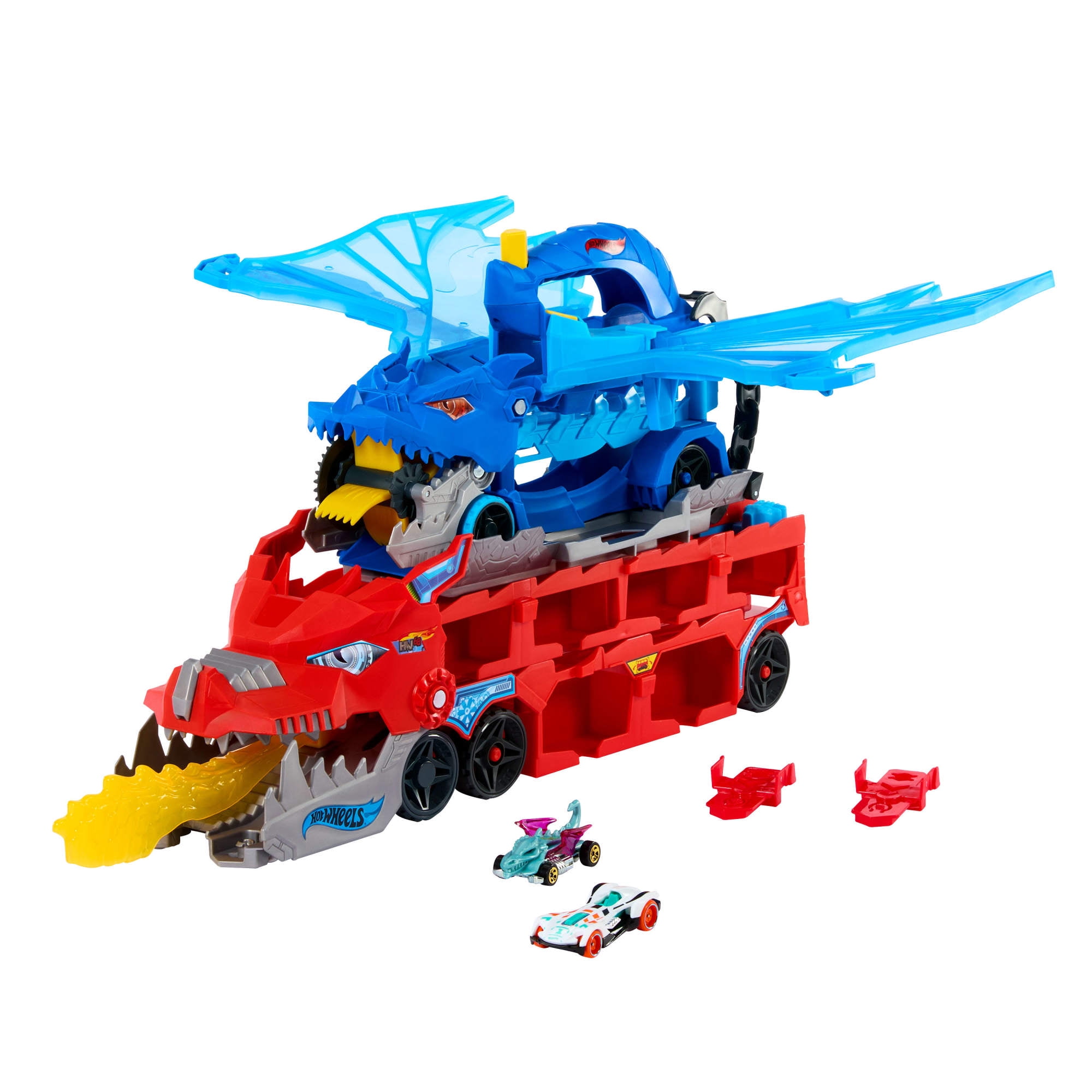 Hot Wheels City Hot Wheels Ultimate Dual Dragon Transporter & 2 1:64 ...