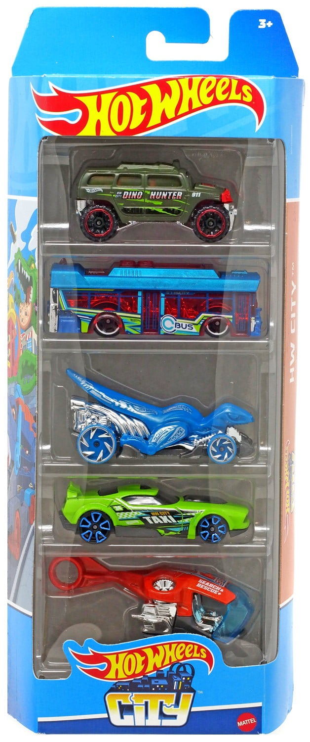 Mattel Hot Wheels City Die-Cast Car 5-Pack, Sky Fi, Veloci-Racer, Ain't ...