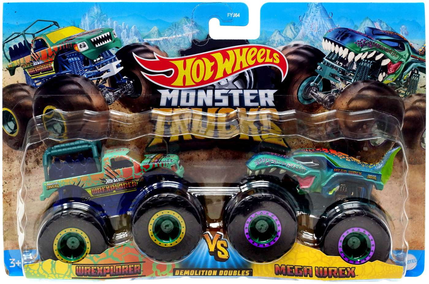 Hot Wheels Demolition Doubles Wrexplorer & Mega Wrex Diecast Car 2-Pack ...