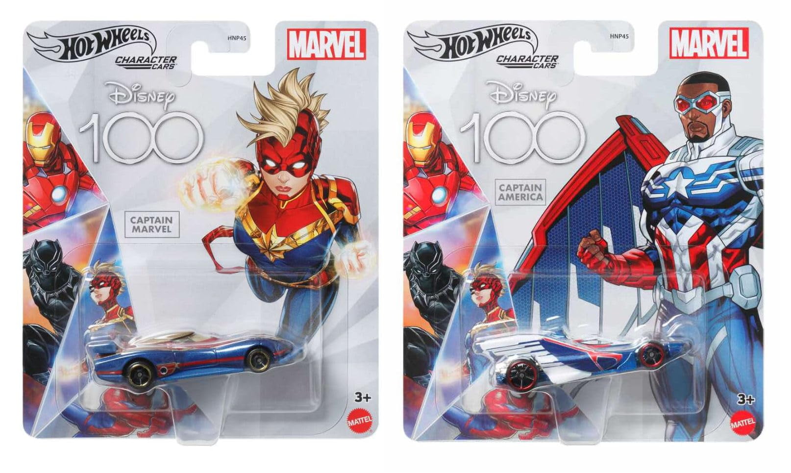 Hot Wheels Disney 100 Marvel Character Cars, Captain America and ...