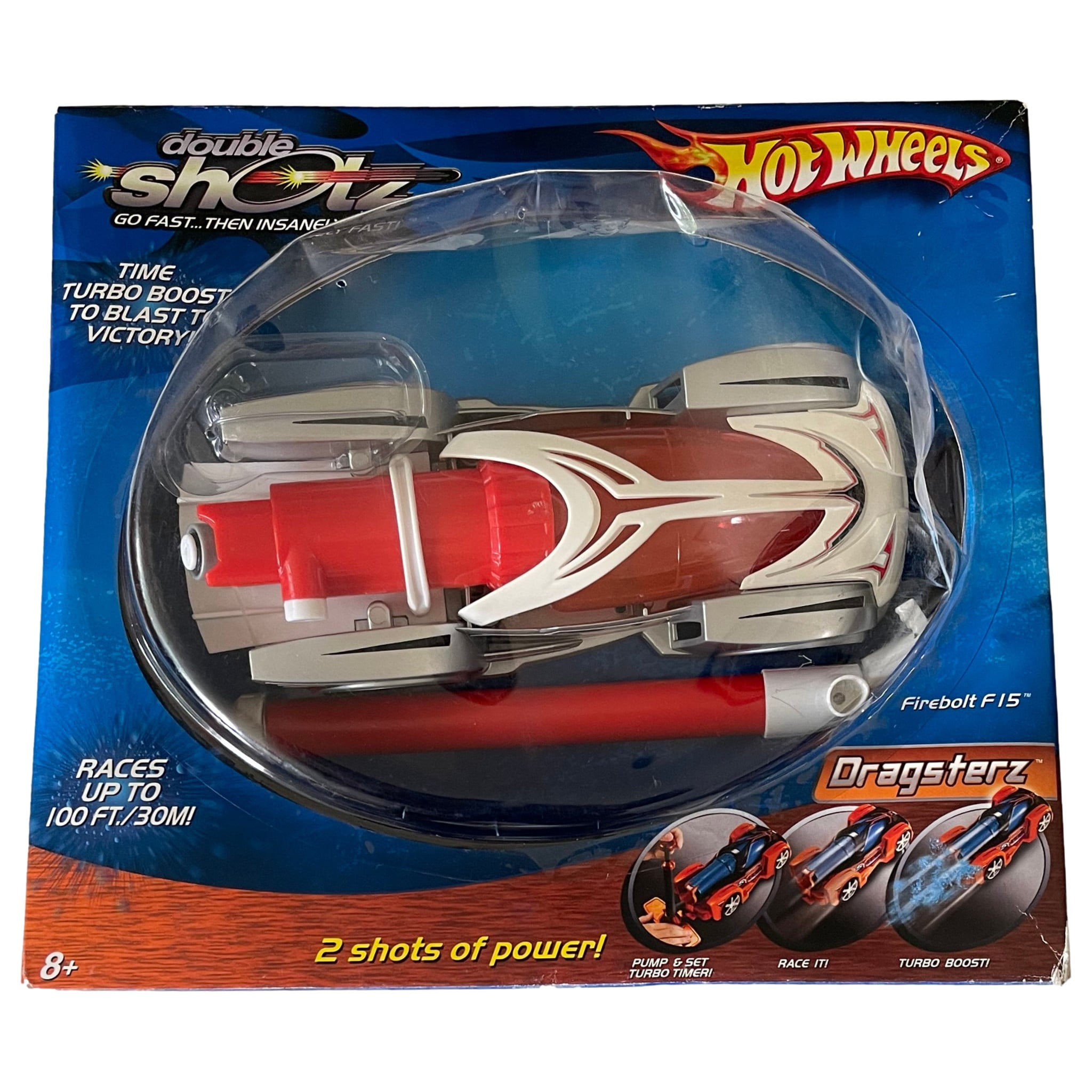 Hot Wheels Double Shotz Dragsterz Firebolt F15-Silver & Red Race Car ...