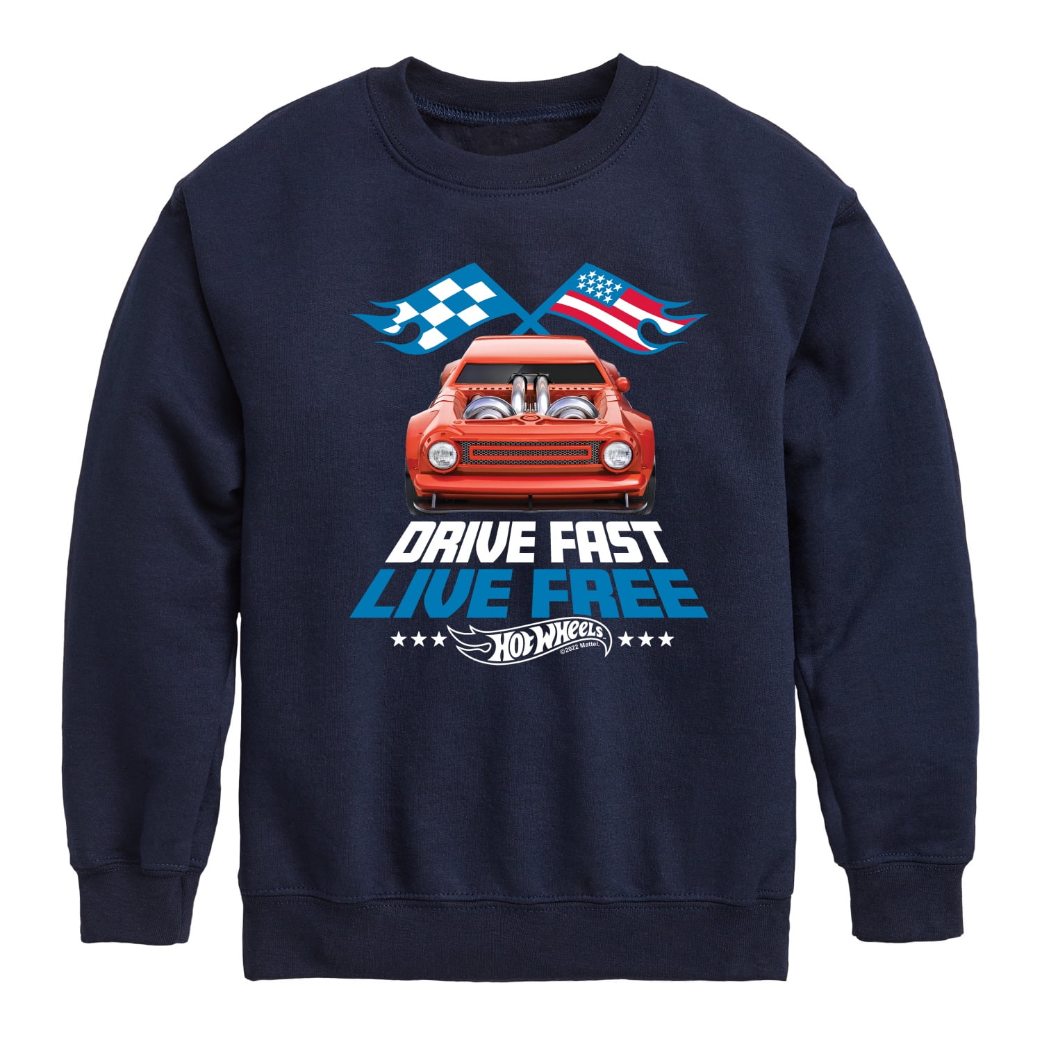 Hot Wheels - Drive Fast Live Free - Toddler And Youth Crewneck Fleece ...