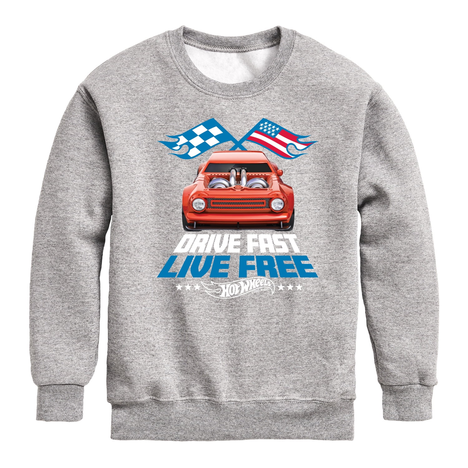 Hot Wheels - Drive Fast Live Free - Toddler And Youth Crewneck Fleece ...