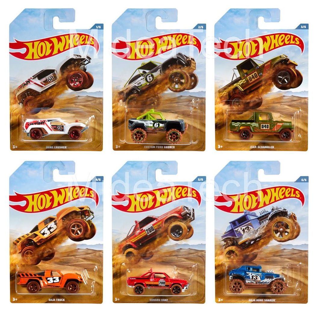 Hot Wheels Off Road Baja Truck Series Set of 6, 1/64 Diecast - Walmart ...