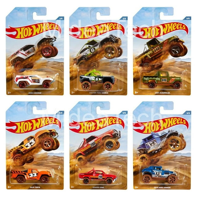Hot Wheels Off Road Baja Truck Series Set of 6, 1/64 Diecast - Walmart ...