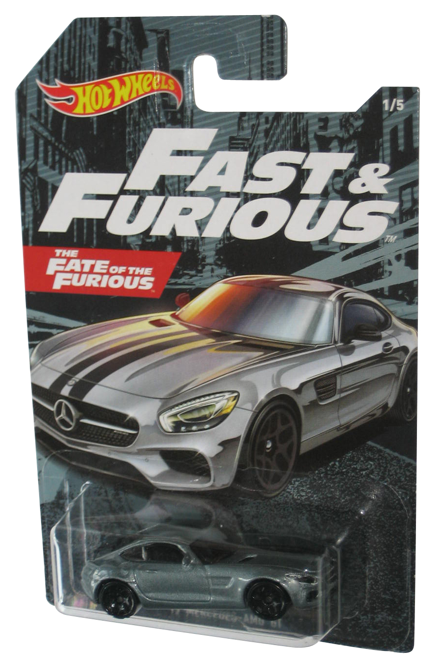 Hot Wheels Fate of Fast & Furious Gray '15 Mercedes-AMG GT Toy Car 1/5 ...