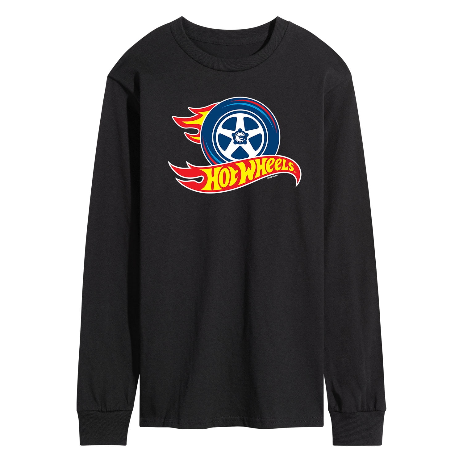 Hot Wheels - Flaming Tire Logo - Men's Long Sleeve T-Shirt - Walmart.com