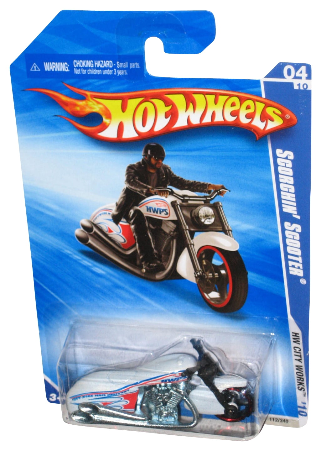 Hot Wheels HW City Works '10 White Scorchin' Scooter Toy Motorcycle Bike 112/240 - Walmart.com