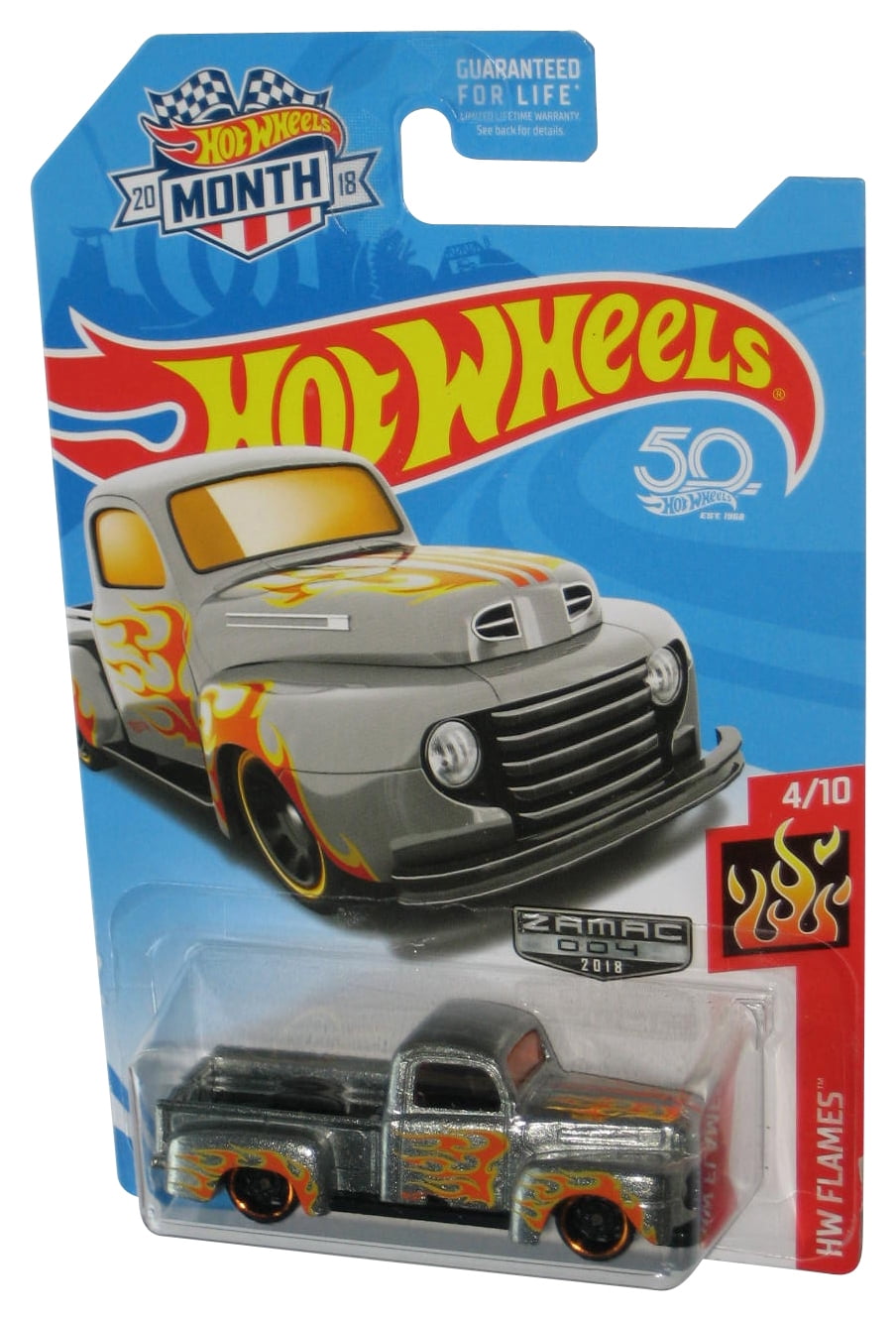 Hot Wheels HW Flames (2018) Zamac 004 Silver '49 Ford F1 Toy Truck 4/10 - Walmart.com