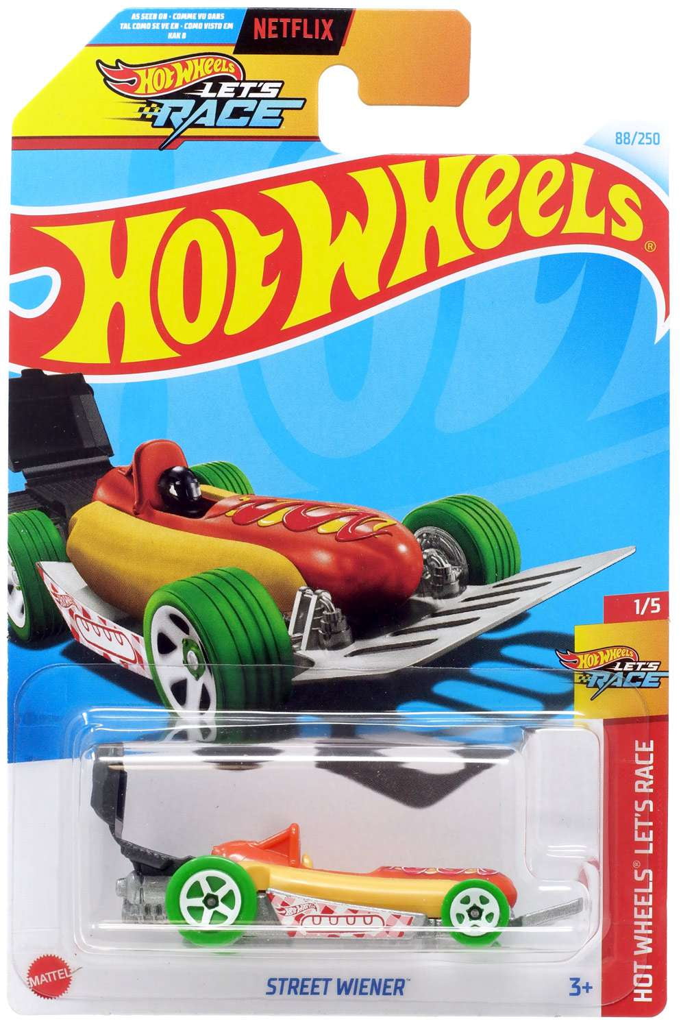 Mattel Hot Wheels HW Let's Race Street Wiener Diecast Play Vehicle, 3 ...