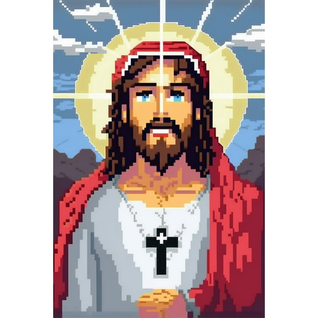 24x36 gallery poster, Jesus Christ 8 bit graphics p8 - Walmart.com