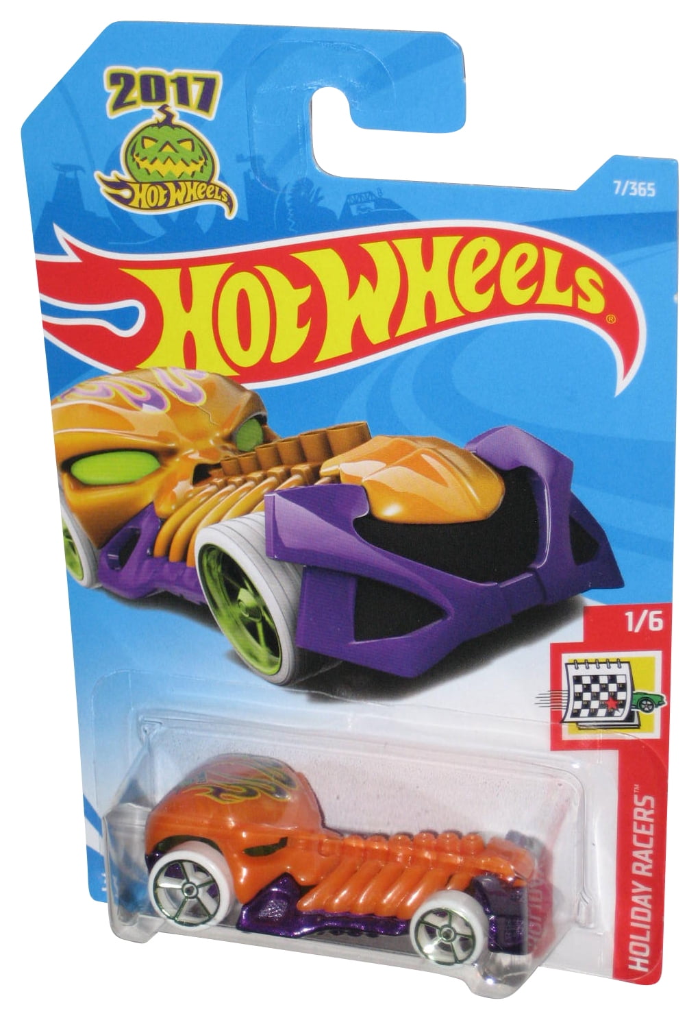 Hot Wheels Holiday Racers 1/6 (2017) Halloween Orange & Purple Skull ...