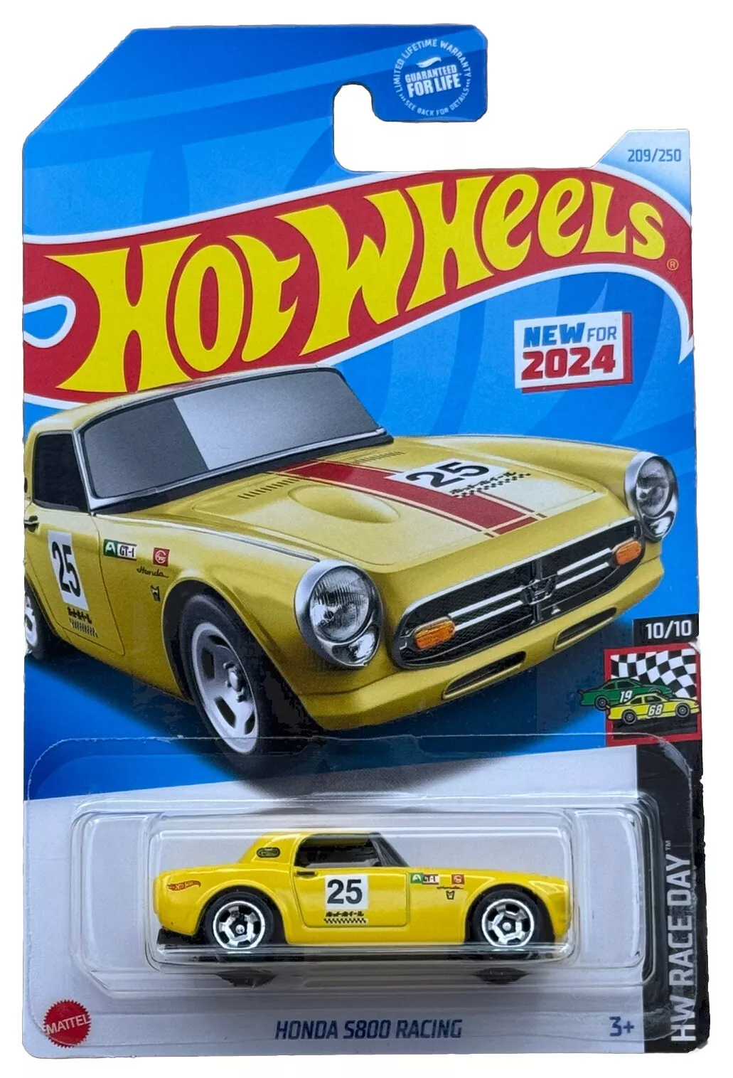 Hot Wheels Honda S800 Racing Yellow HW Race Day 10/10 209/250 - Walmart.com