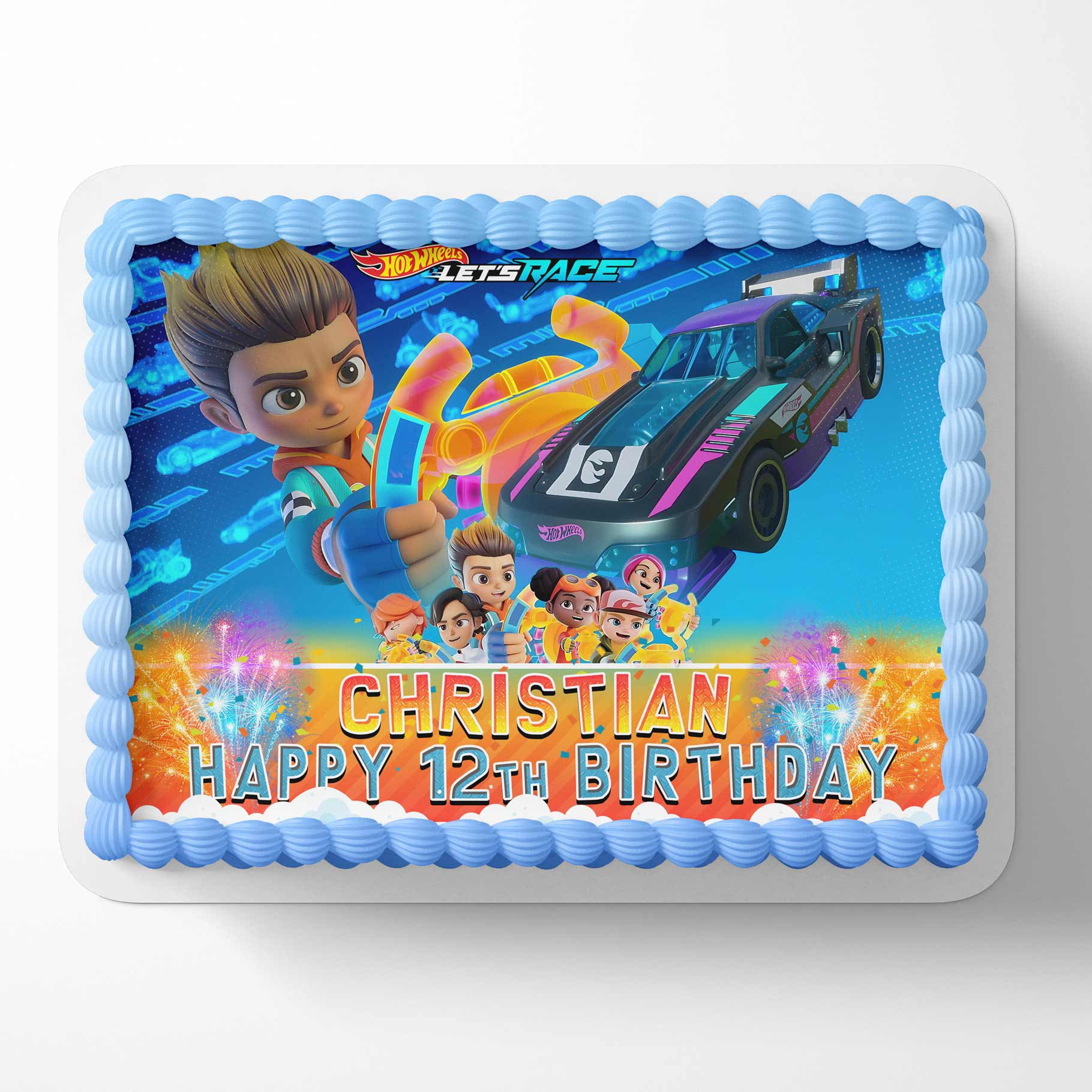 Hot Wheels Lets Race Speed Edible Icing Cake Wrap Cake Image Icing ...